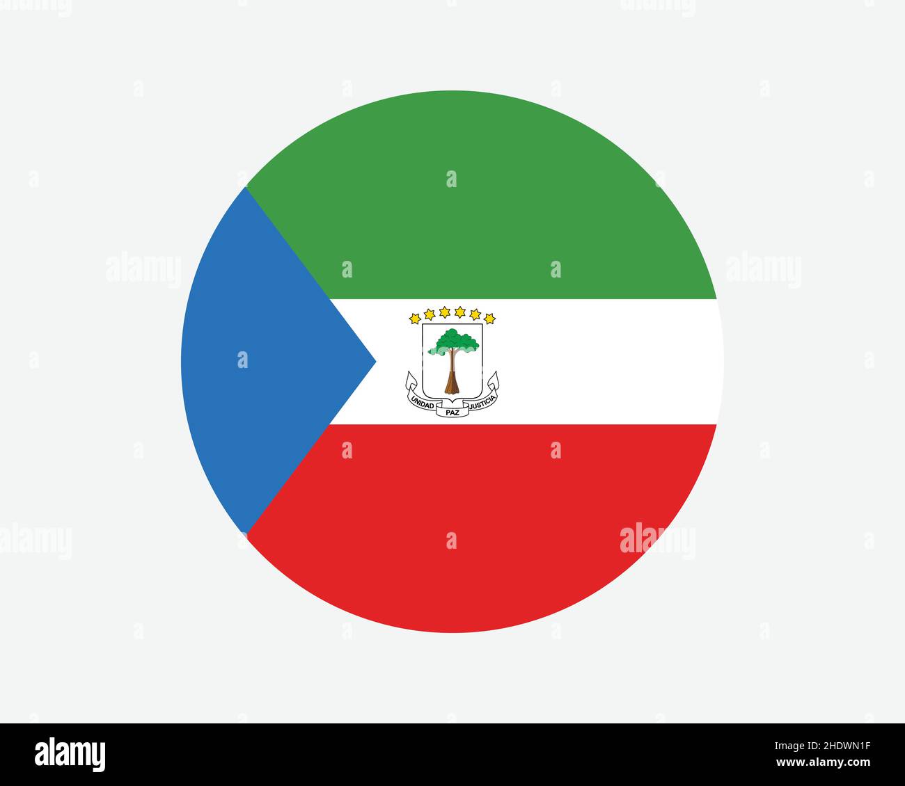 Equatorial Guinea Round Country Flag. Circular Equatoguinean National Flag. Equatorial Guinea ...