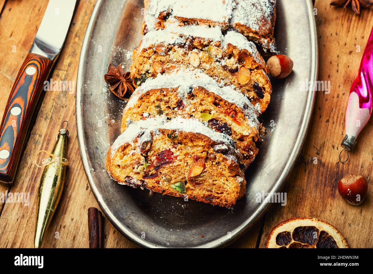 Stollen is a tasty German Christmas pastry. Xmas cake Stock Photo - Alamy