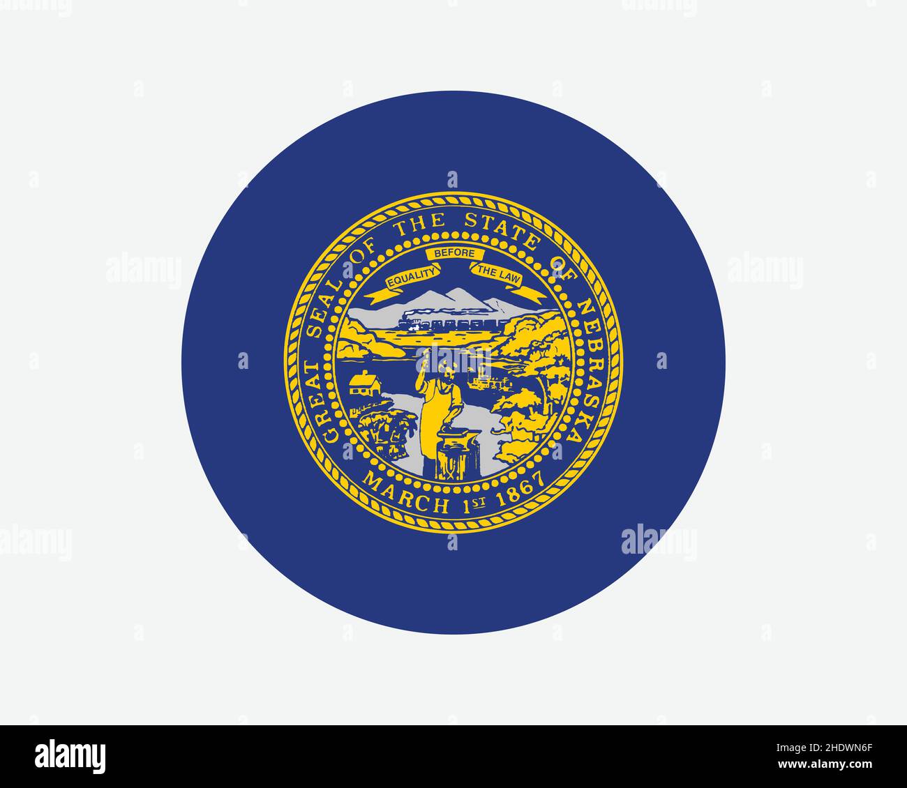 Nebraska USA Round State Flag. NE, US Circle Flag. State of Nebraska ...