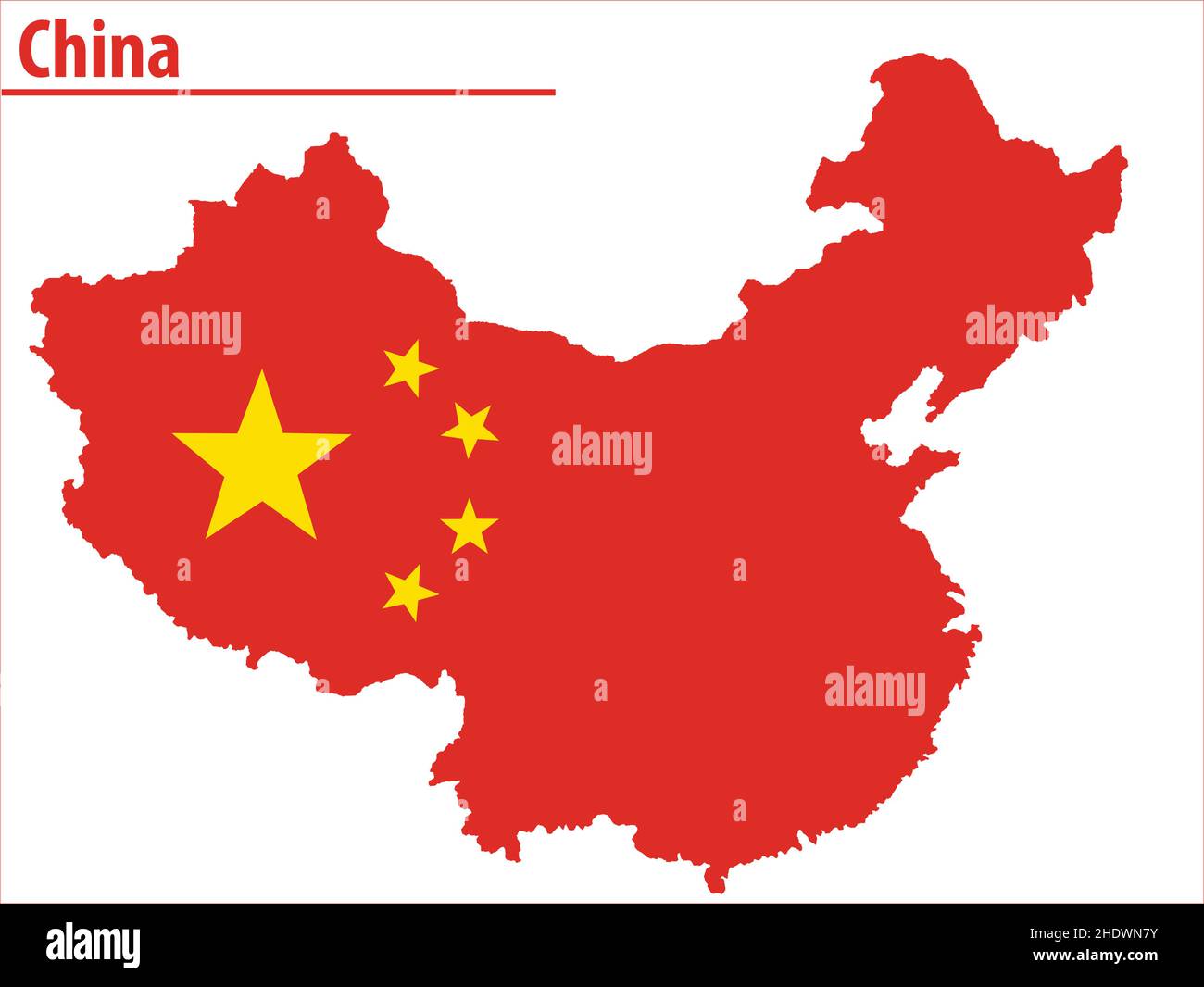 China flag map flat design hi-res stock photography and images - Alamy