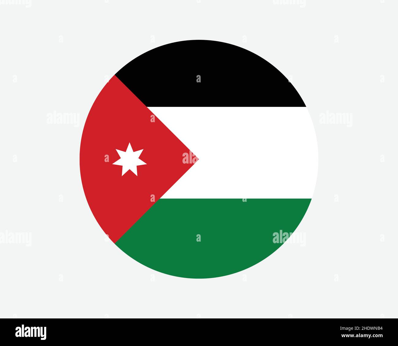 Jordan Round Country Flag. Jordanian Circle National Flag. Hashemite ...
