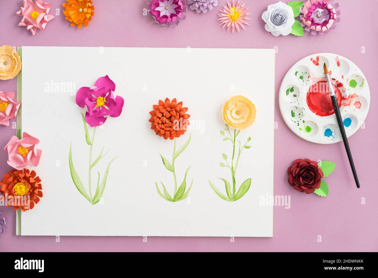 hobbies, homemade, paper flowers, hobby, homemades Stock Photo - Alamy