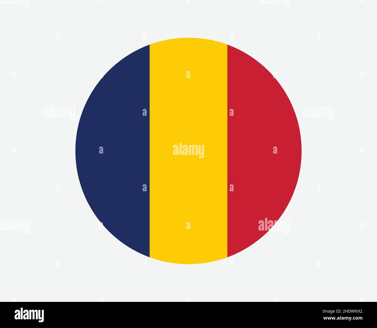 Chad Round Country Flag. Circular Chadian National Flag. Republic of ...