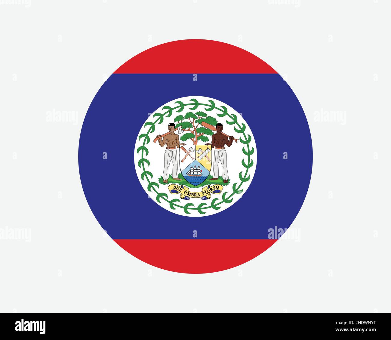 Belize Round Country Flag. Circular Belizean National Flag. Belize Circle Shape Button Banner ...