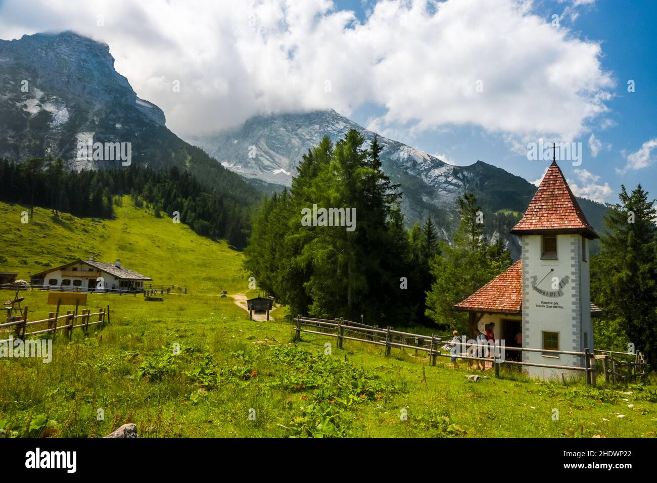 Beautiful shot of a church on alps mountains in Berchtesgaden National ...