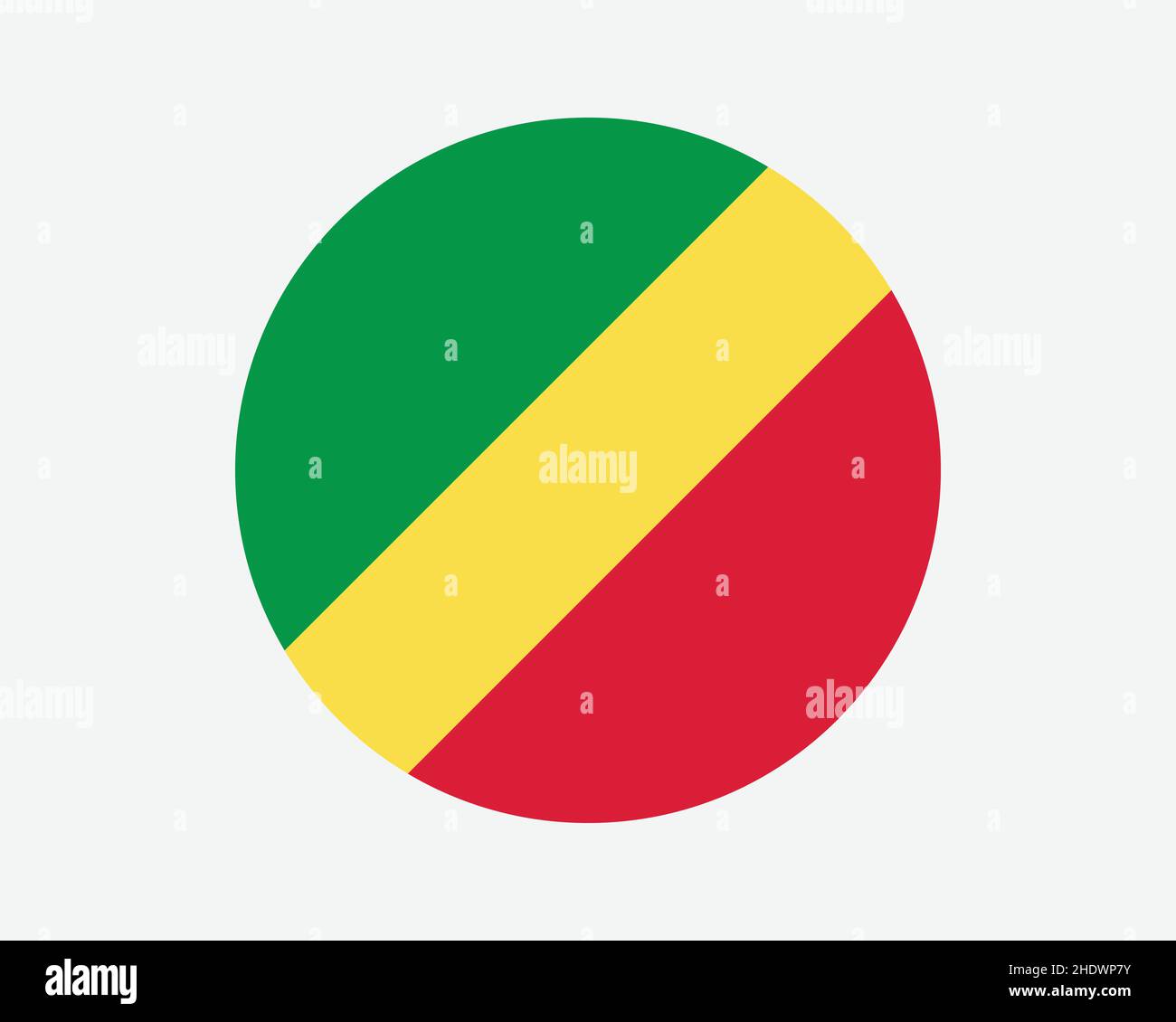 Congo (Brazzaville) Round Country Flag. Circular Congolese National ...