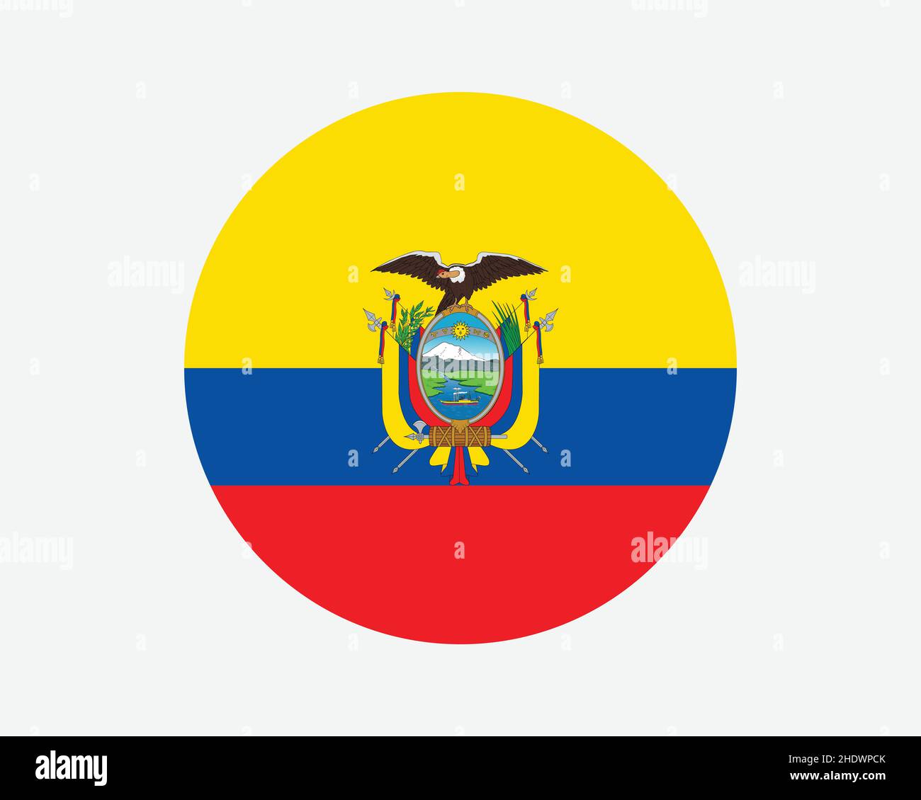 Ecuador Round Country Flag. Circular Ecuadorian National Flag. Republic ...