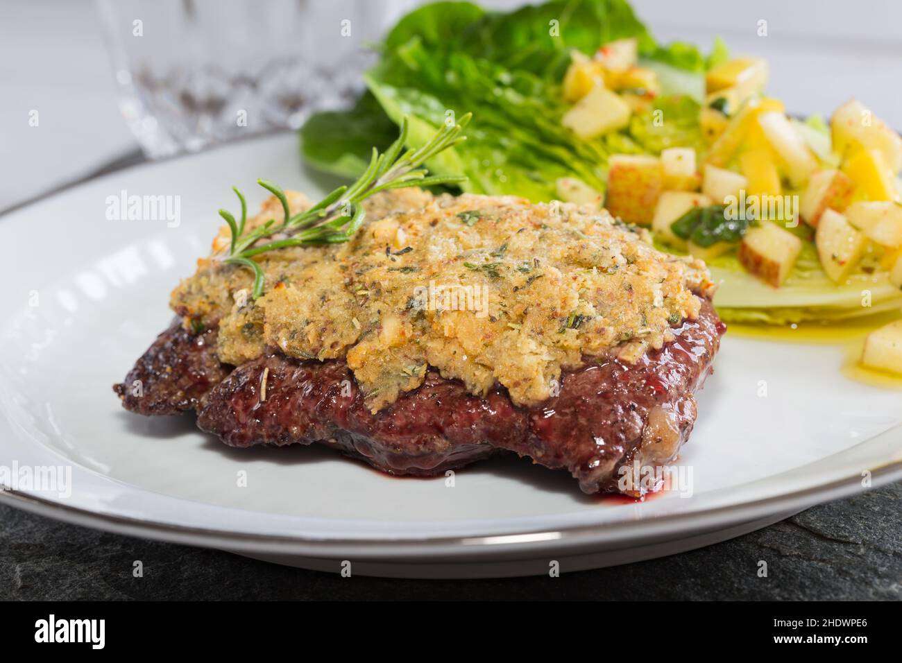 beef steak, herb crust, beef steaks Stock Photo - Alamy