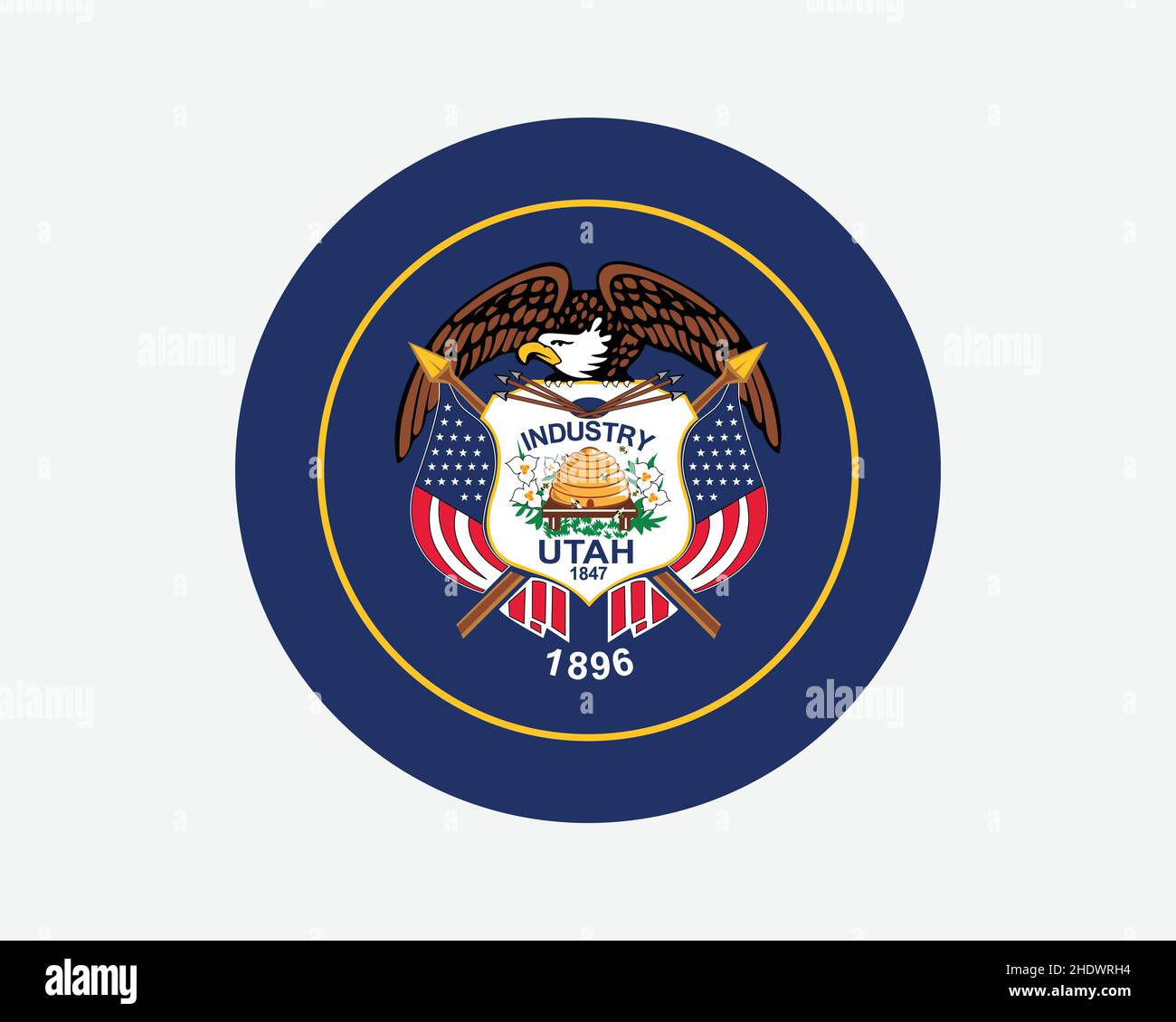Utah USA Round State Flag. UT, US Circle Flag. State of Utah, United ...