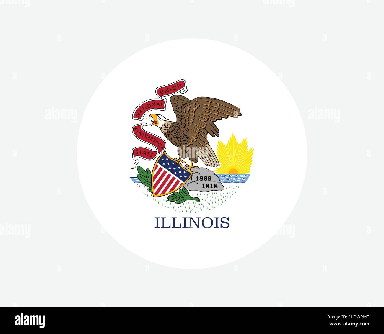 Illinois USA Round State Flag. IL, US Circle Flag. State of Illinois ...