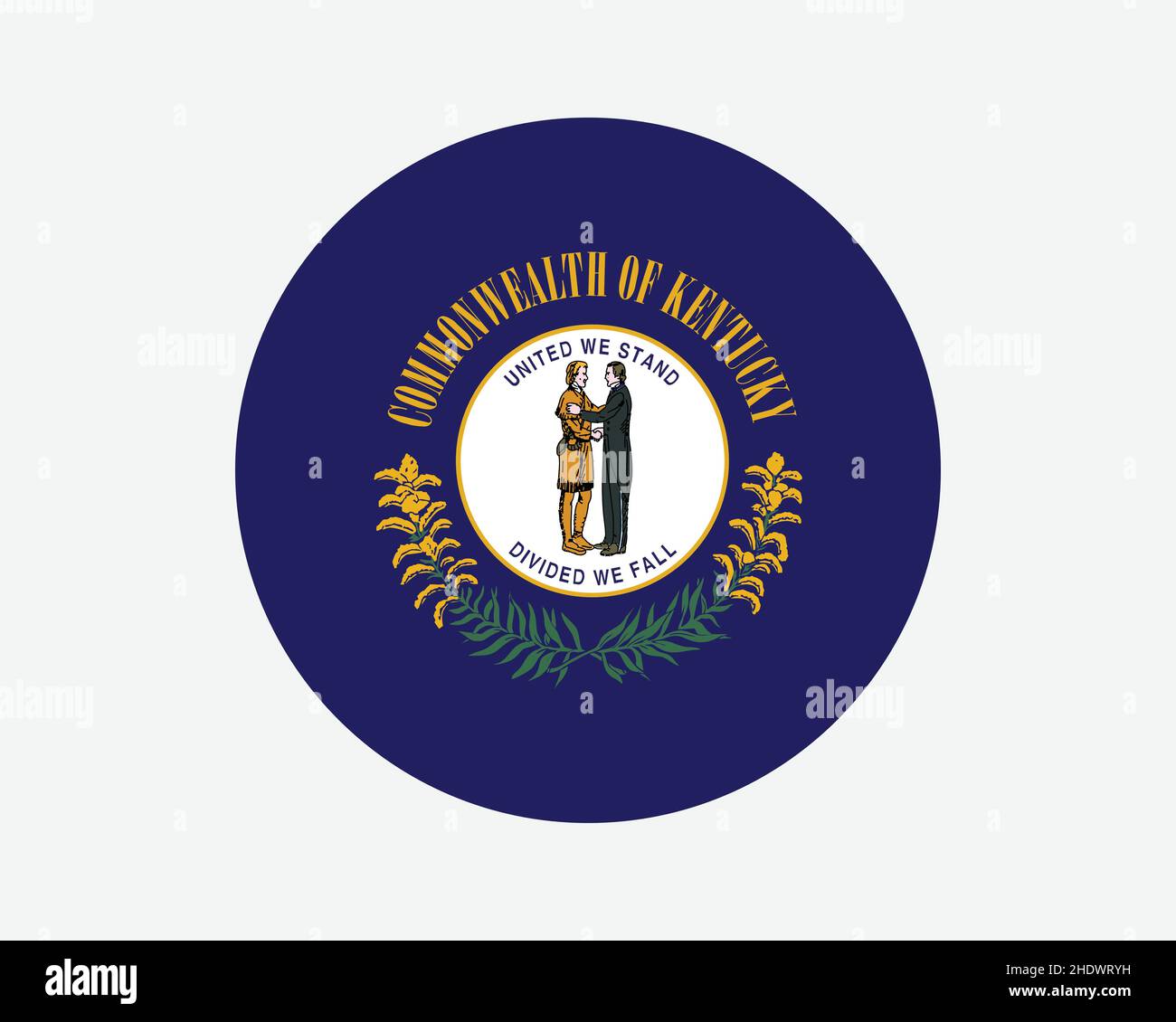 Kentucky USA Round State Flag. KY, US Circle Flag. State of Kentucky ...