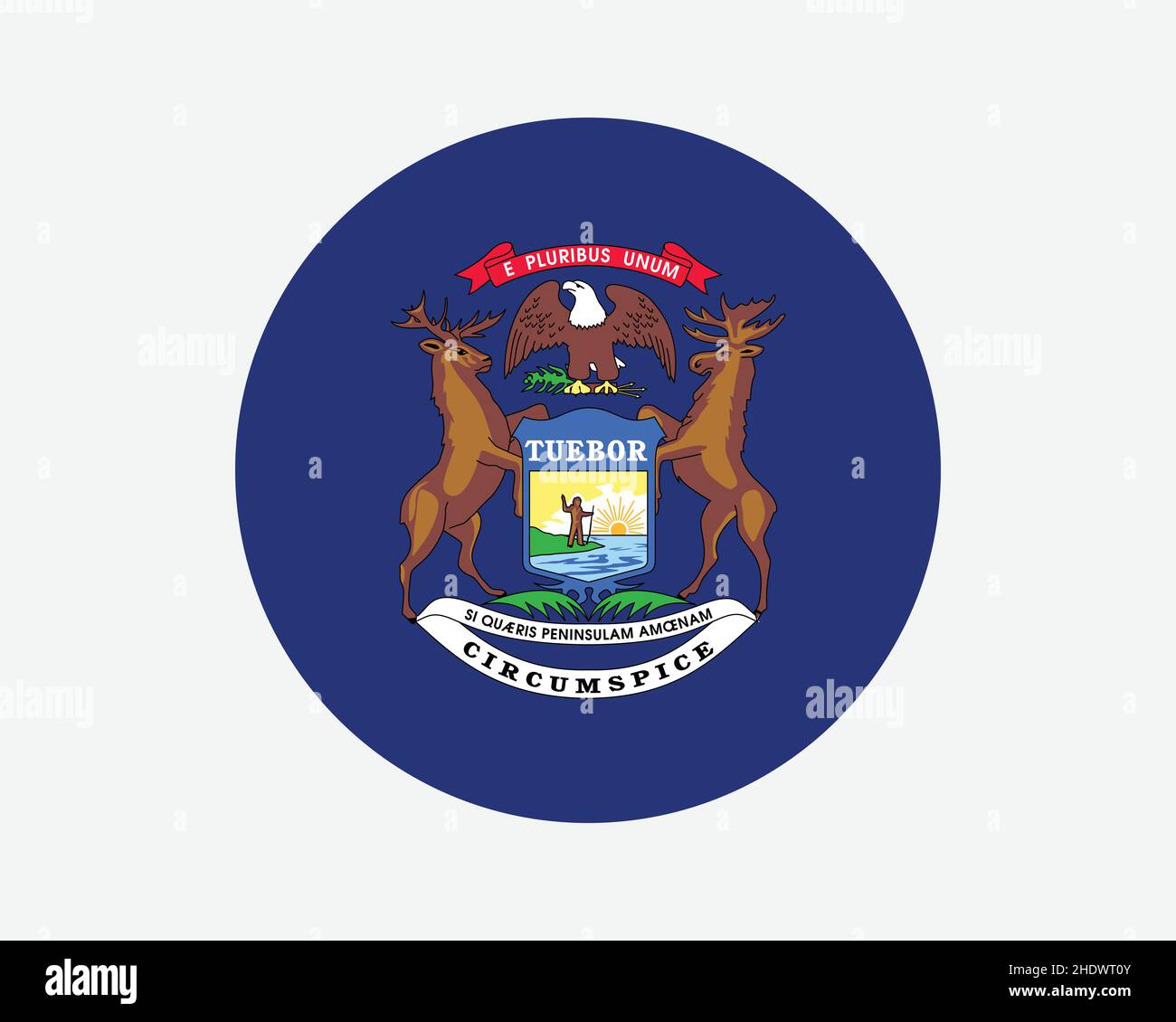 Michigan USA Round State Flag. MI, US Circle Flag. State of Michigan ...