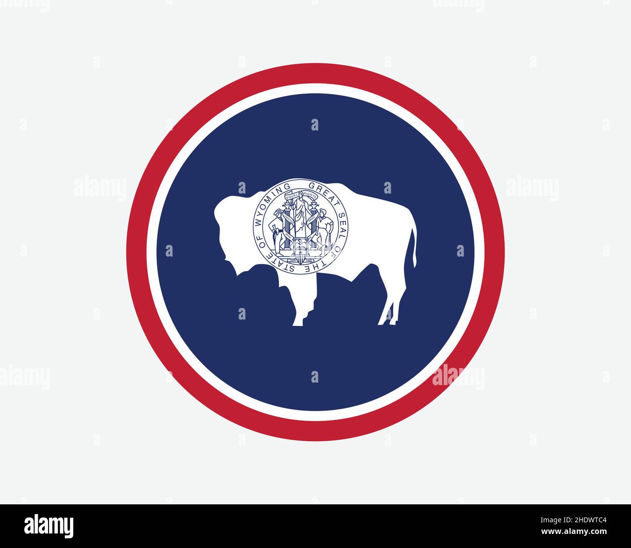 Wyoming USA Round State Flag. WY, US Circle Flag. State of Wyoming ...