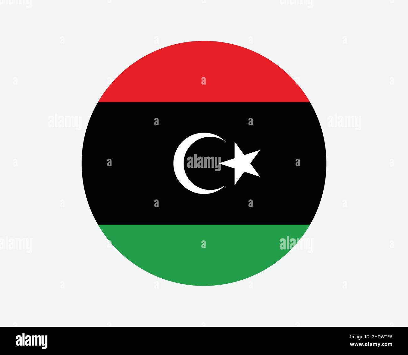 Libya Round Country Flag. Libyan Circle National Flag. State of Libya Circular Shape Button ...
