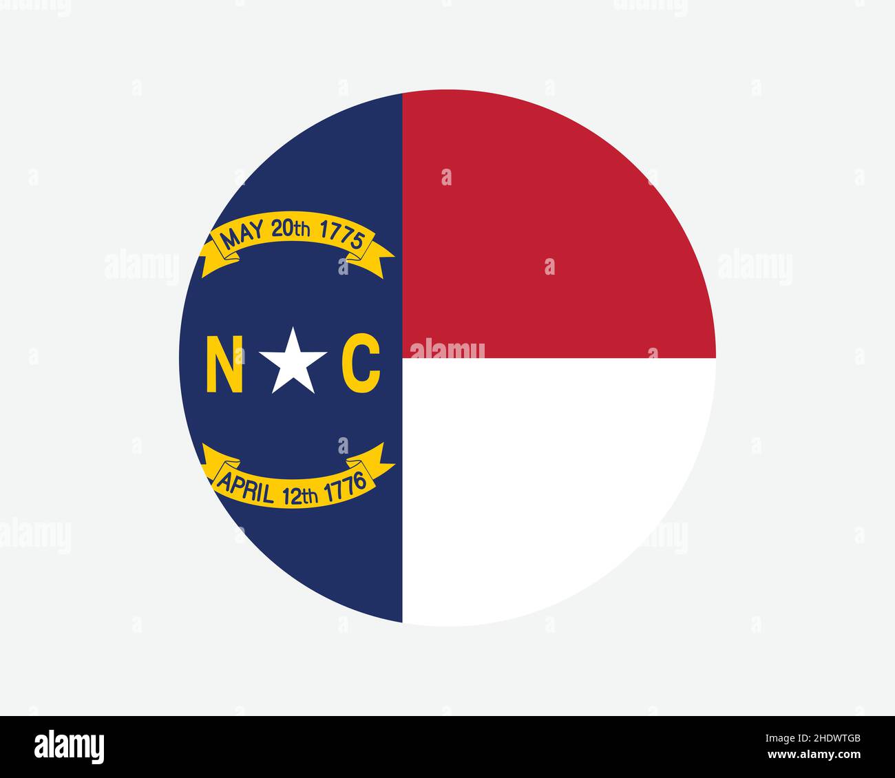 North Carolina USA Round State Flag. NC, US Circle Flag. State of North ...