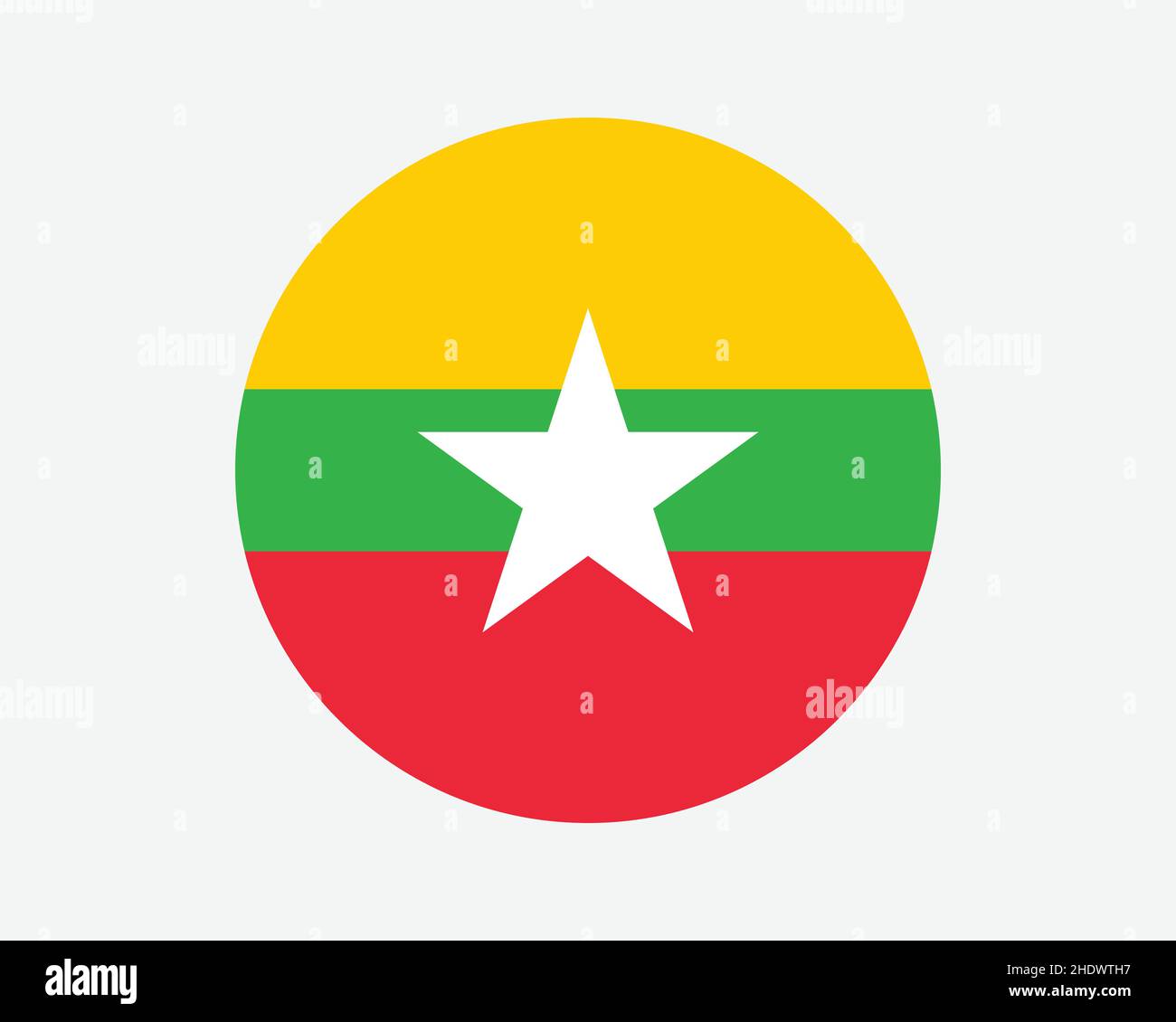 Myanmar Round Country Flag. Burma Circle National Flag. Republic of the ...