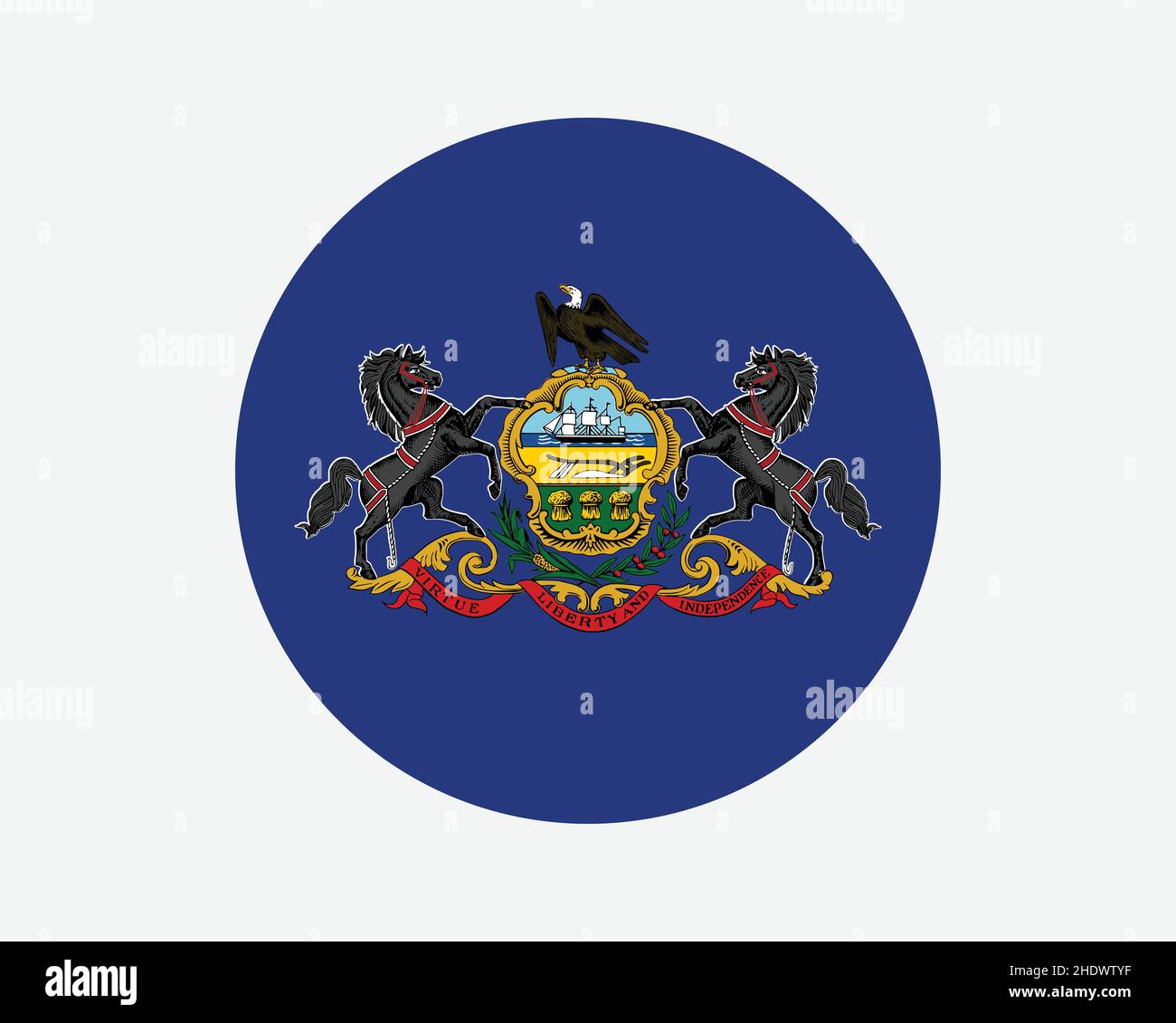 Pennsylvania USA Round State Flag. PA, US Circle Flag. State of ...