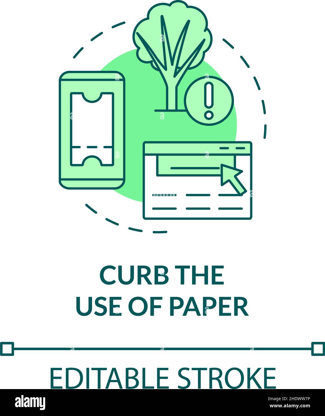 Curb use of paper green concept icon Stock Vector Image & Art - Alamy