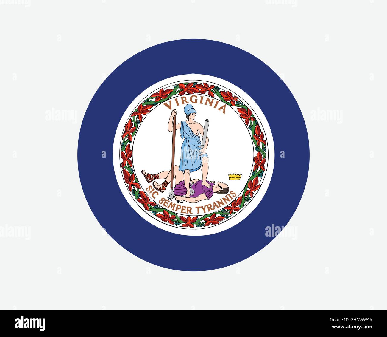 Virginia USA Round State Flag. VA, US Circle Flag. State of Virginia ...