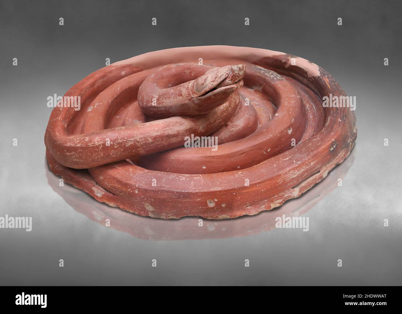 Mycenaean cult pottery coiled snake, 1250 -1180 BC . Mycenae Temple ...