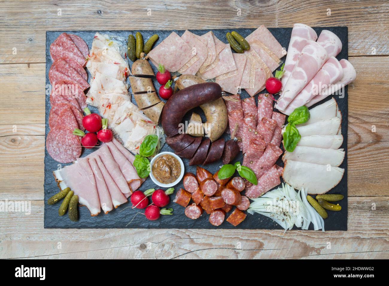 sausage platter, sausage platters Stock Photo - Alamy