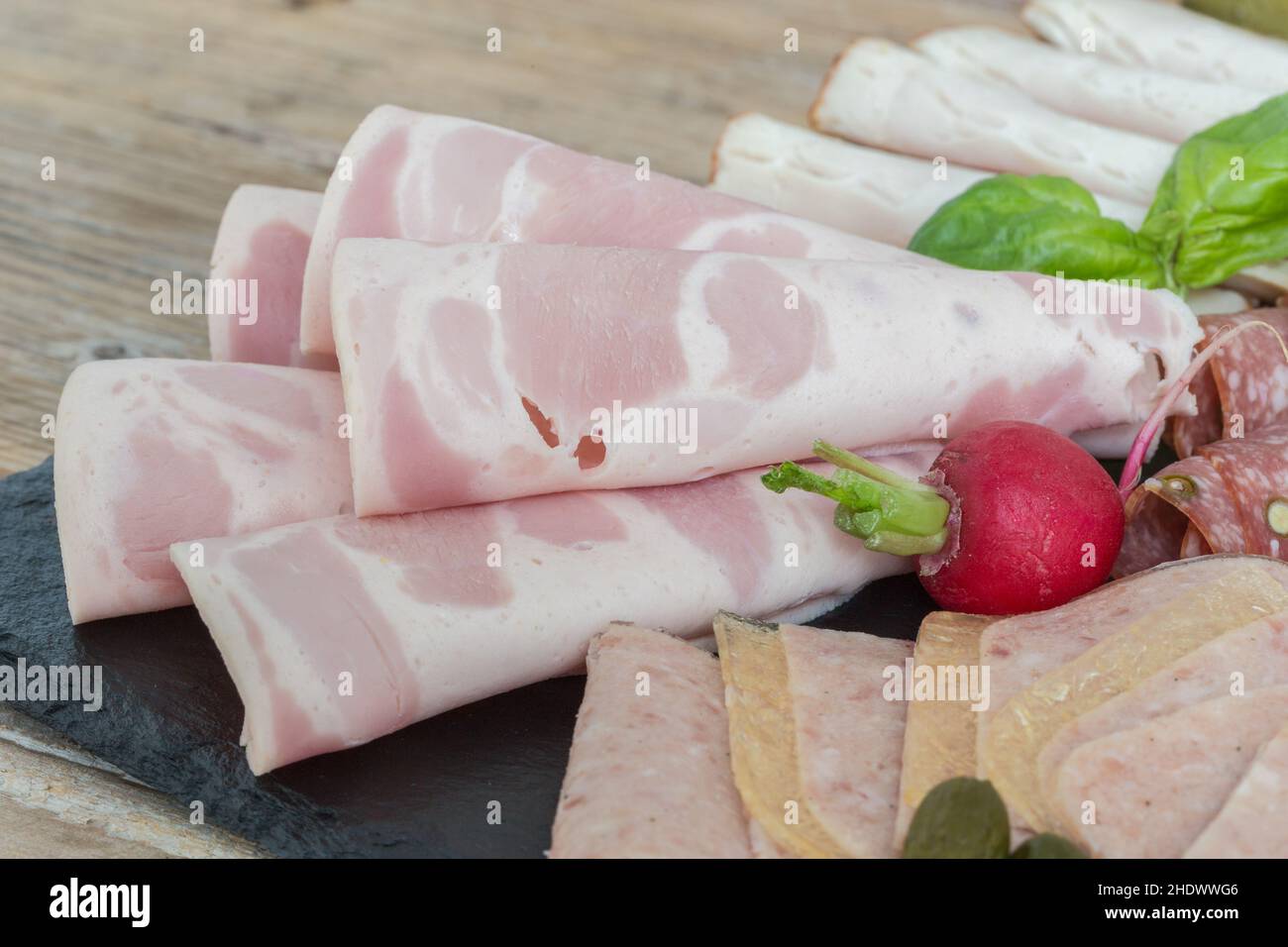 sausage platter, beer ham, sausage platters, hams Stock Photo - Alamy