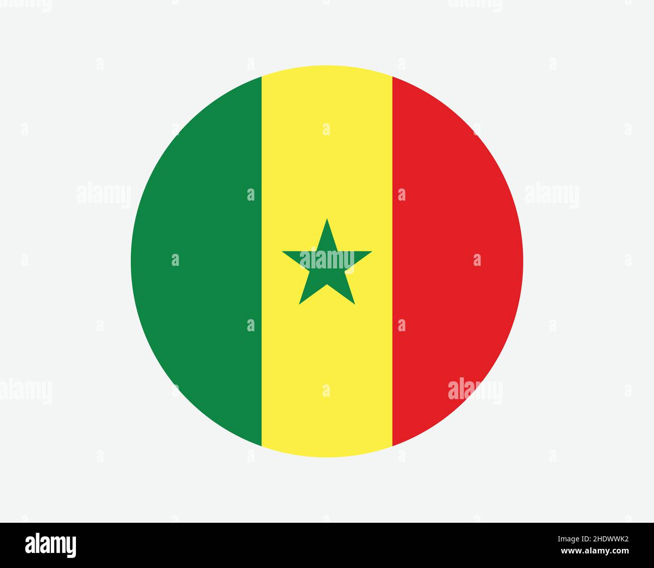 Senegal Round Country Flag. Senegalese Circle National Flag. Republic ...