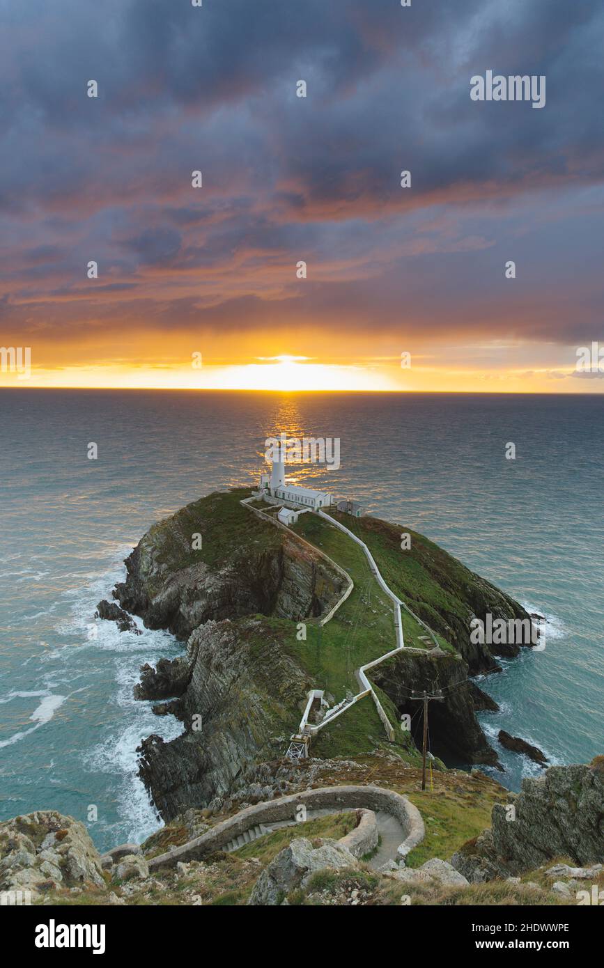 South Stack Lighthouse at Sunset, Isle of Anglesey Stock Photo - Alamy