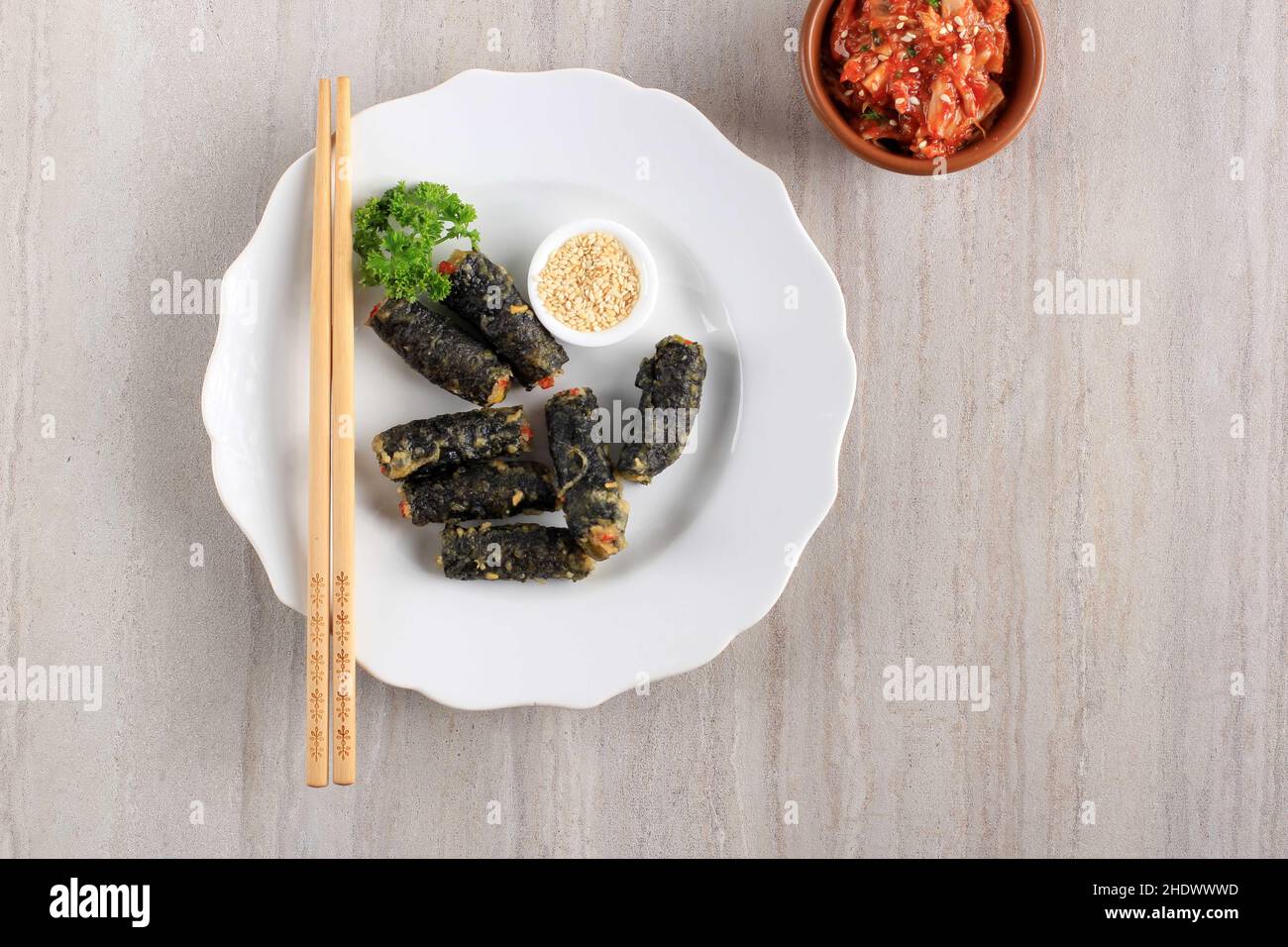 Deep Fried Seaweed, Made from Marinated Chicken Rolled in Seaweed Paper ...