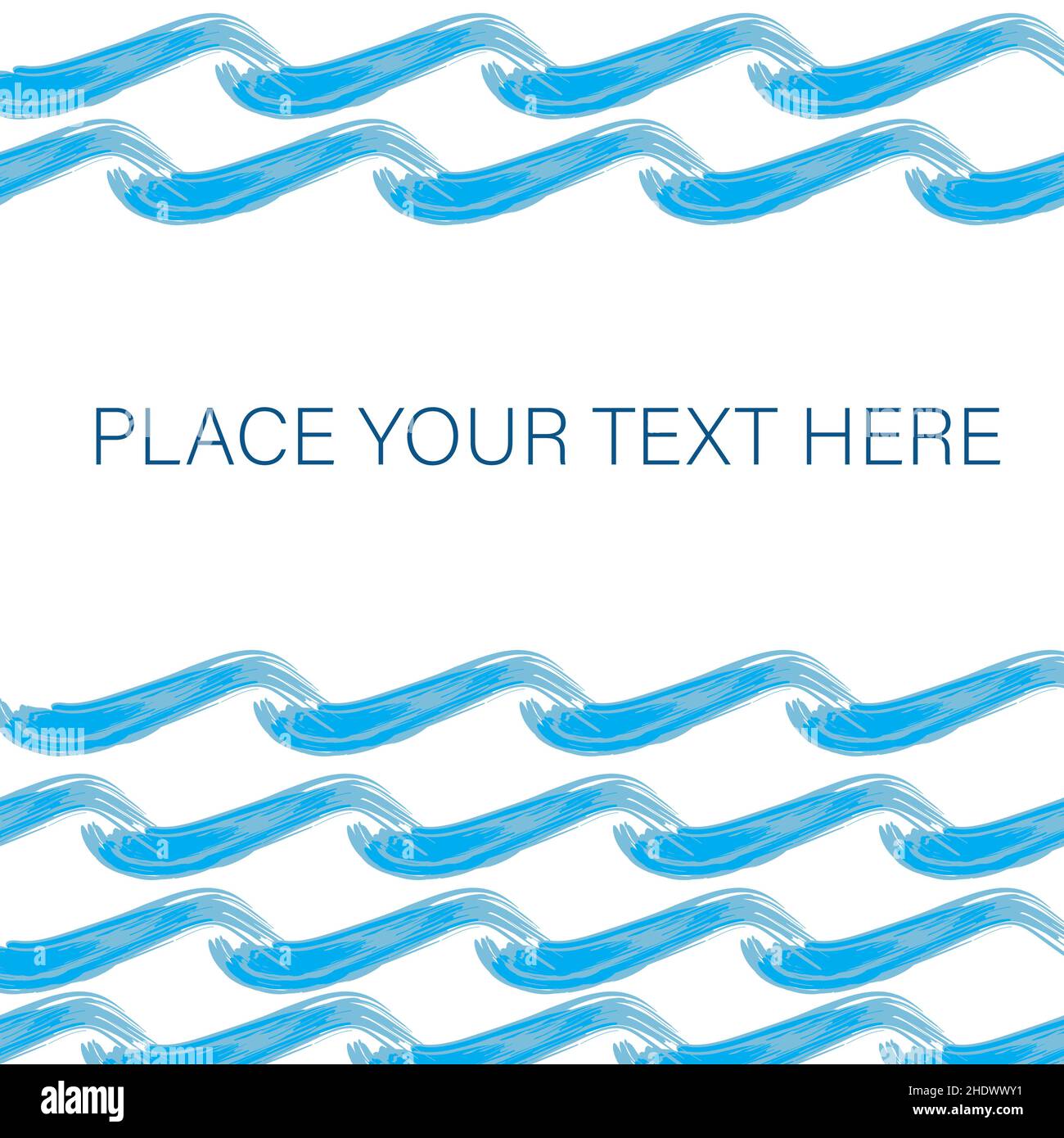 Ocean waves vector template with space for text. Hand drawn painted ...