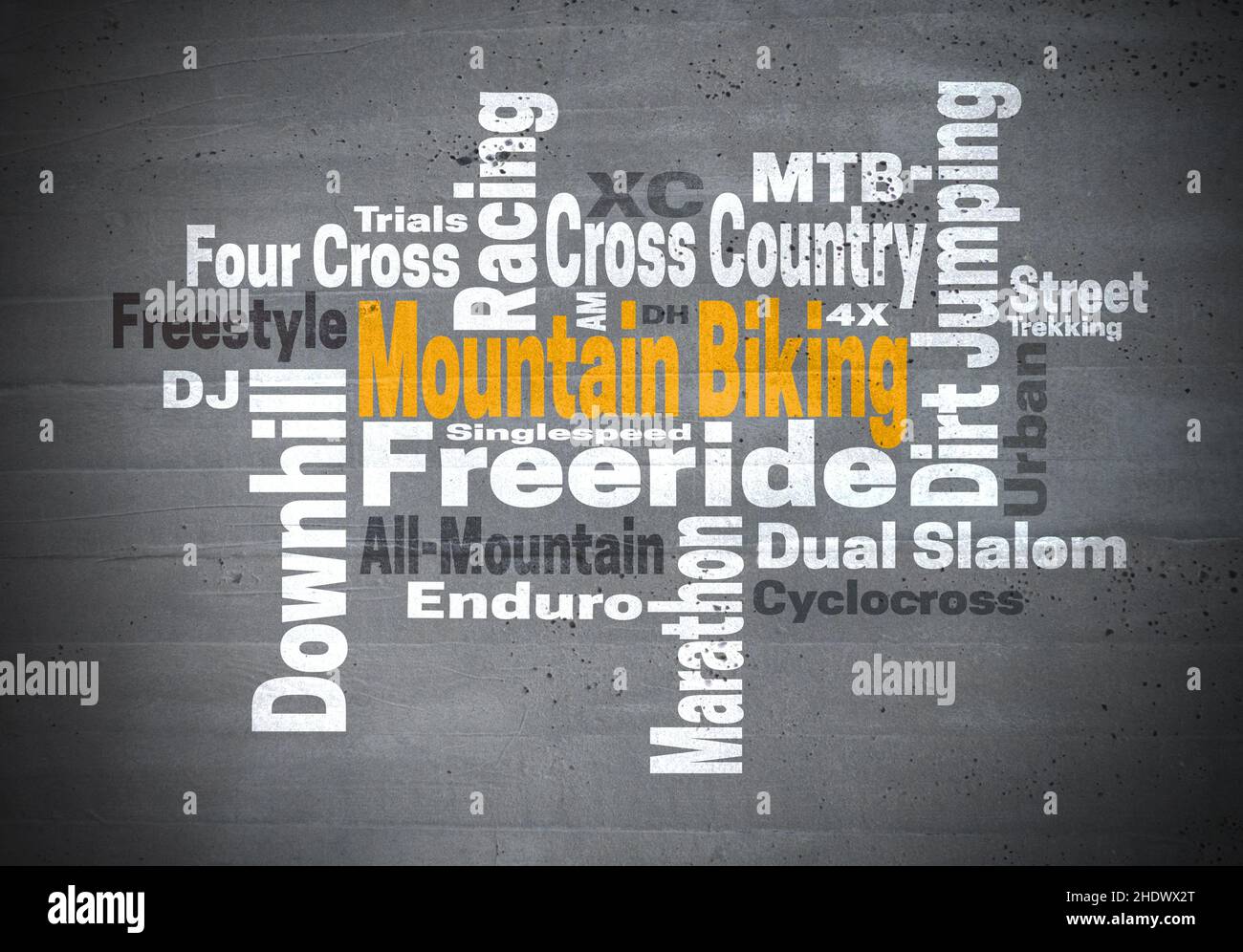 mountain biking, Word Cloud, mountainbiking Stock Photo - Alamy
