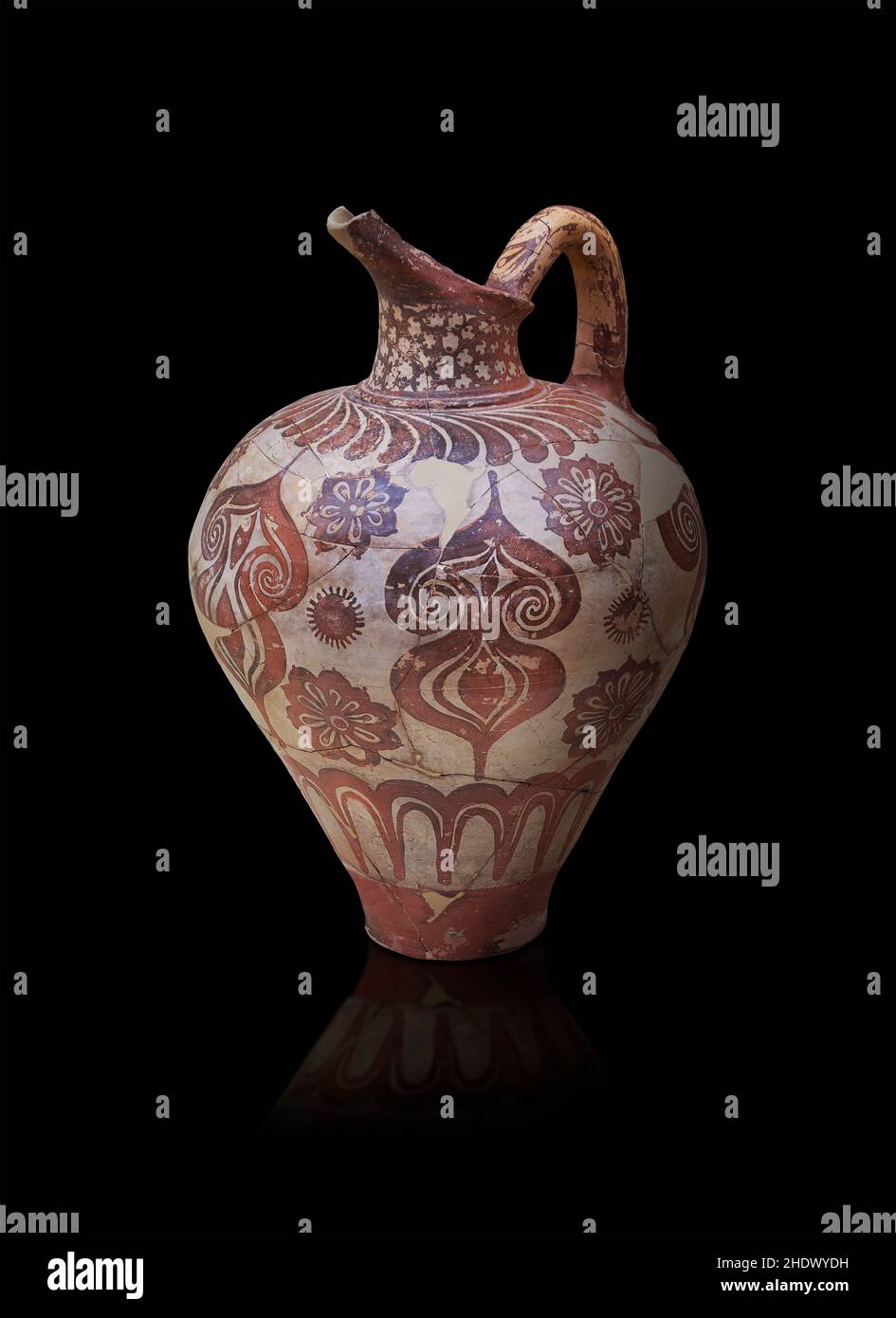 Mycenaean pottery bridge spouted jug with Minoan style design, 1500 ...