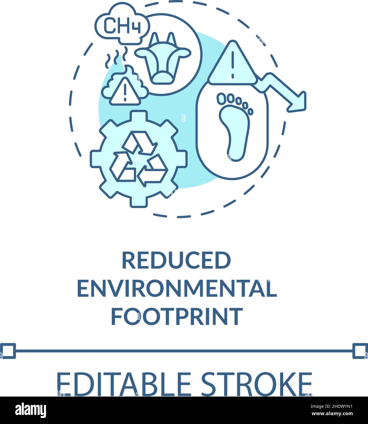Reduced environmental footprint turquoise concept icon Stock Vector ...