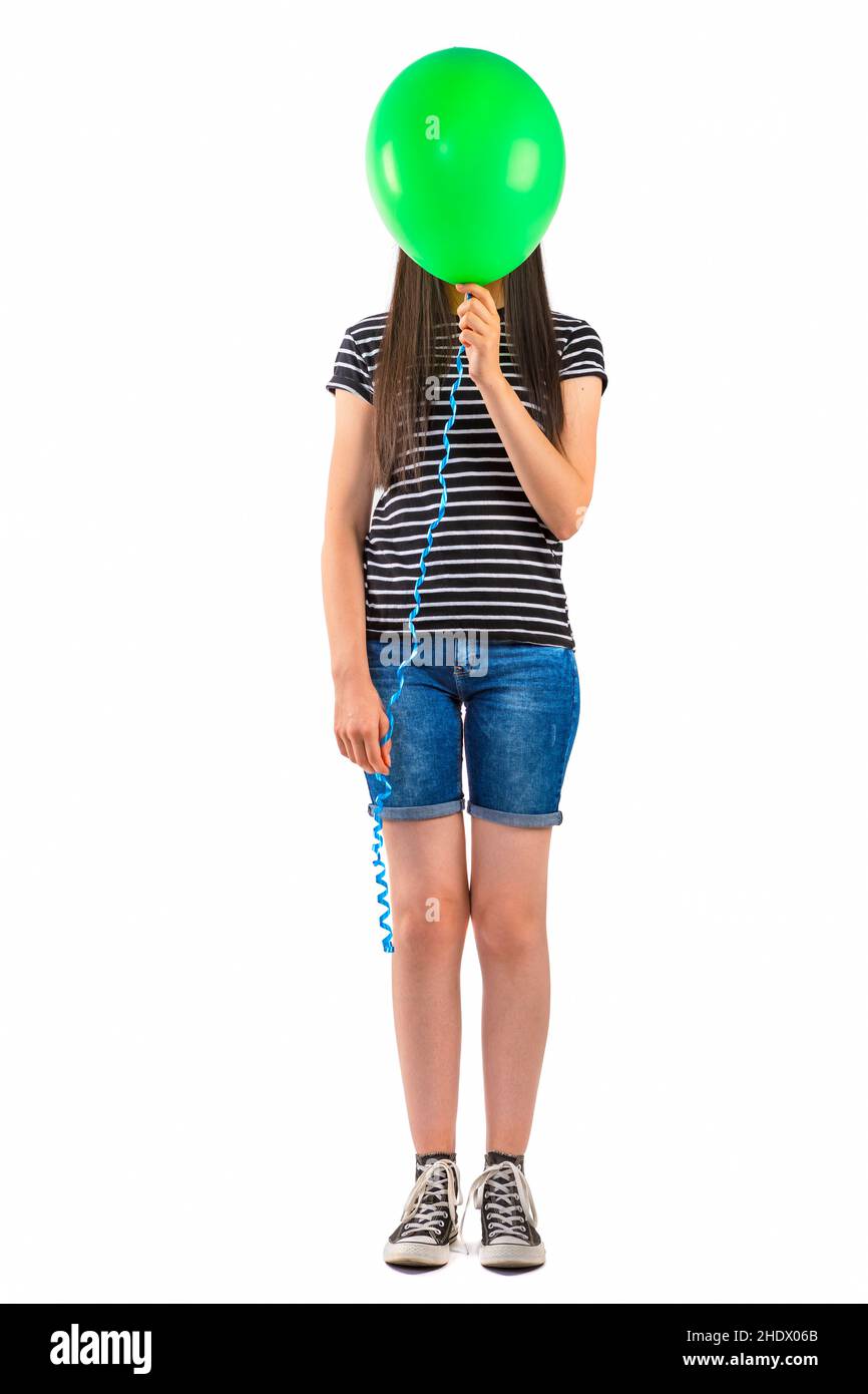 girl, hiding, balloon, girls, hide, balloons Stock Photo - Alamy