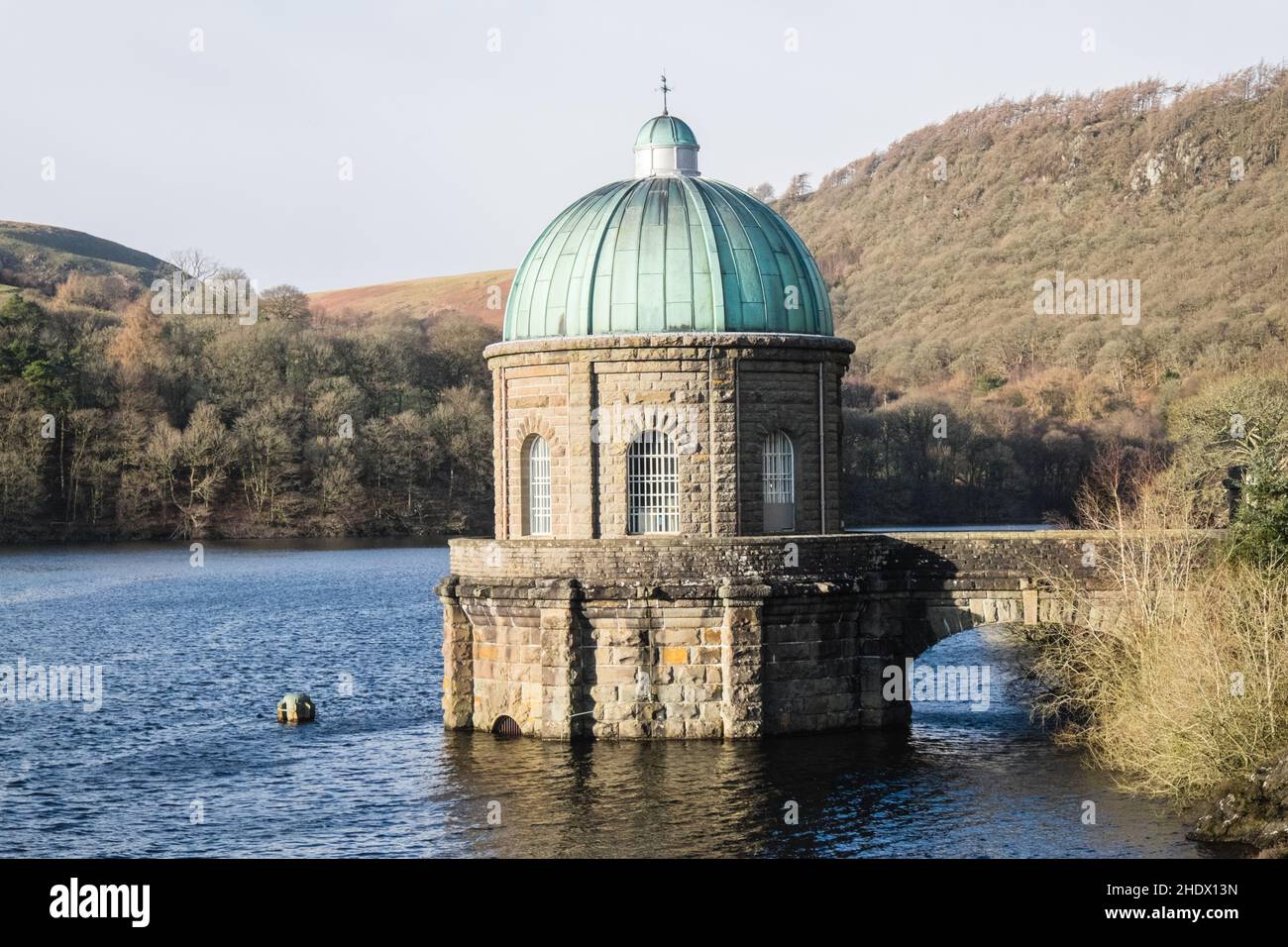 Garreg Ddu Dam,and Reservoir,with The Foel Tower,where drinking water ...