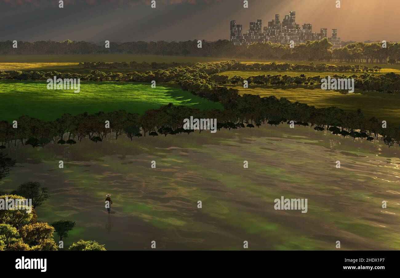 A Flooded Rural Landscape Stock Photo - Alamy