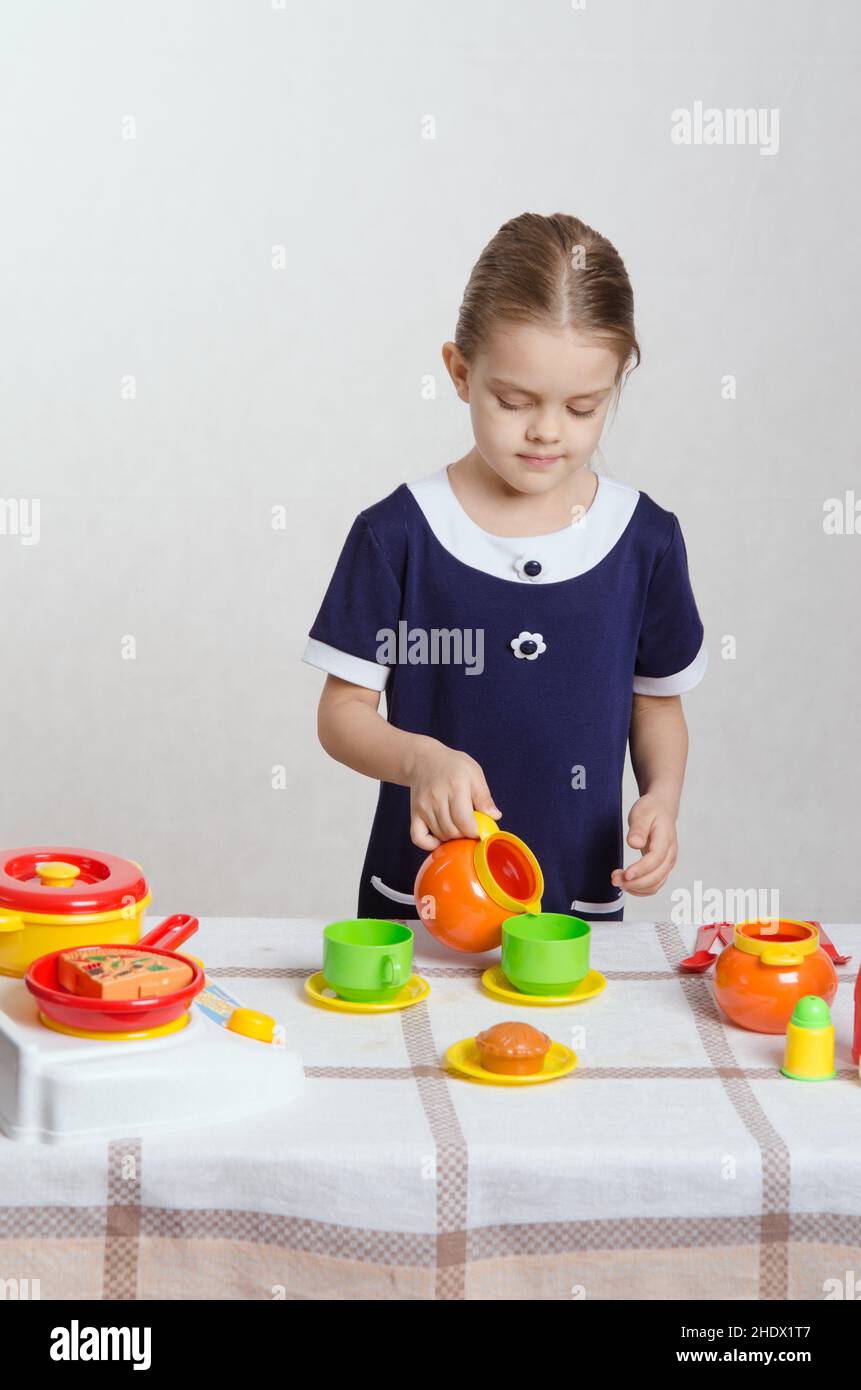 girl, playing, tea party, girls, play Stock Photo - Alamy