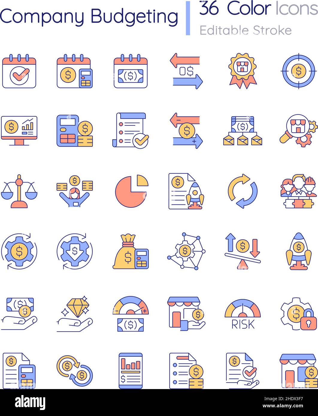 Company budgeting RGB color icons set Stock Vector Image & Art - Alamy