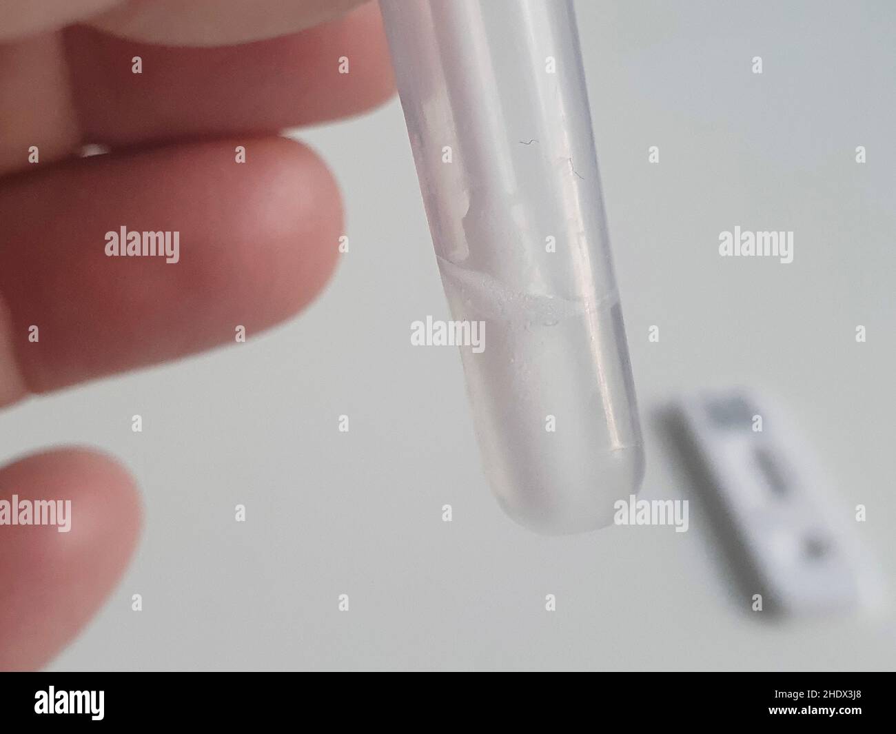 London, UK, 6 January 2022: A lateral flow test is being prepared at ...