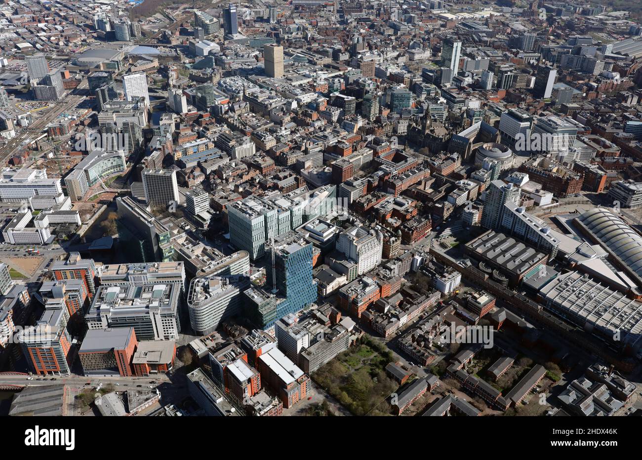 aerial view of Manchester city centre Stock Photo - Alamy