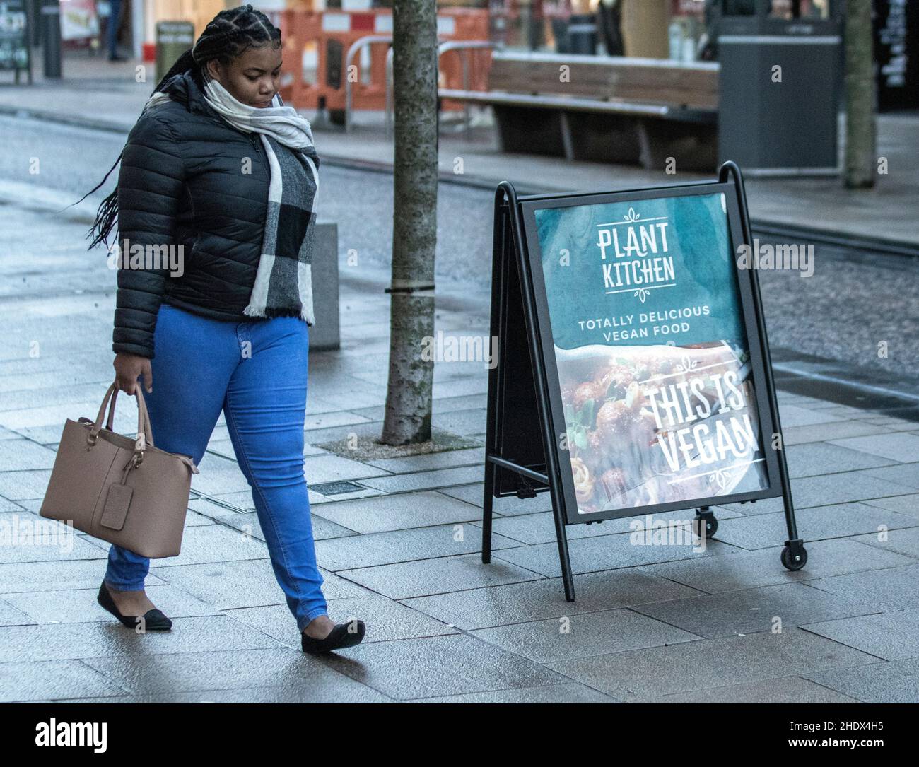 M&S Marks and Spencers Food Hall A board pavement sign advertising ...