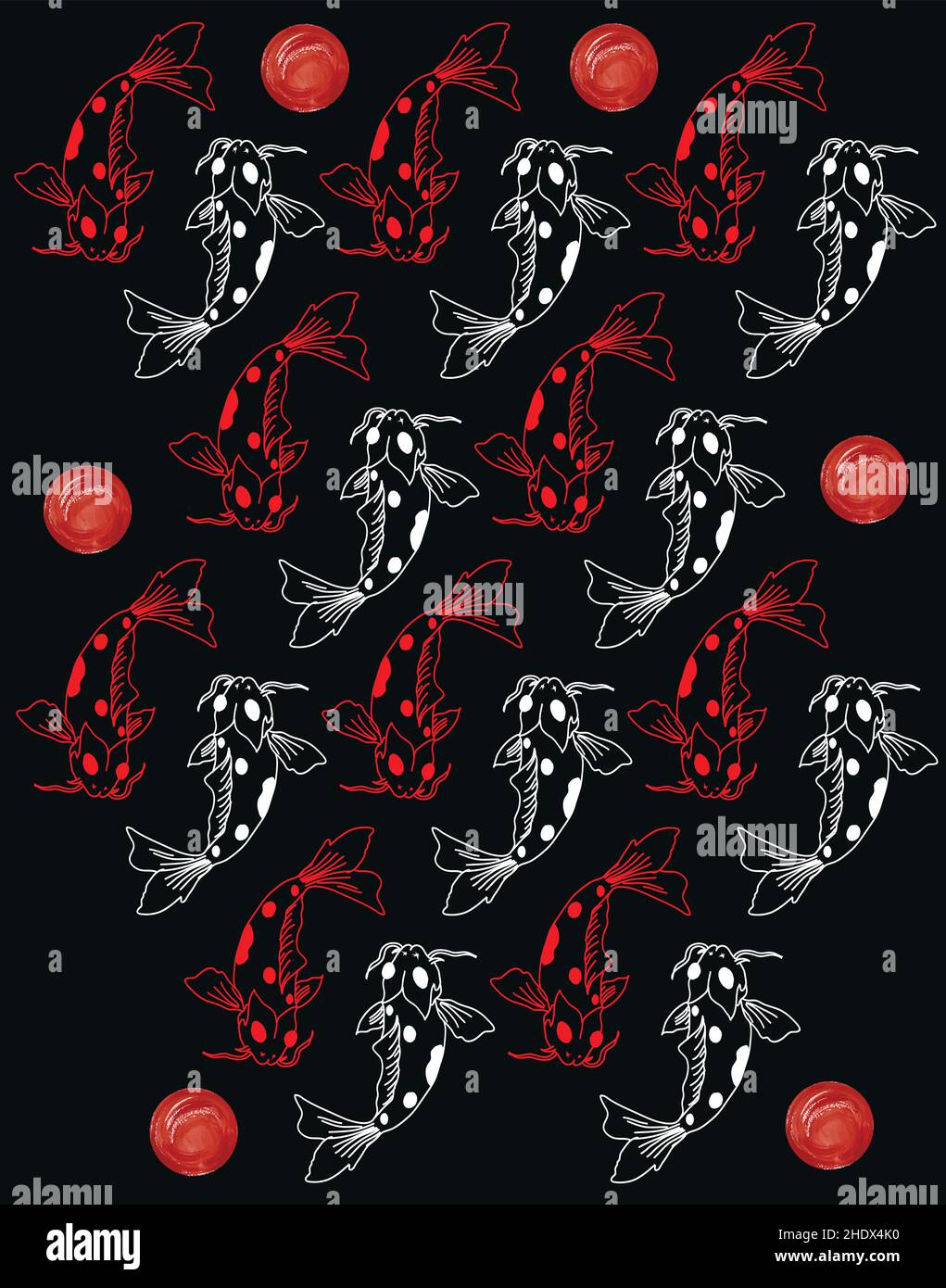 Japanese koi black and white Stock Vector Images - Alamy