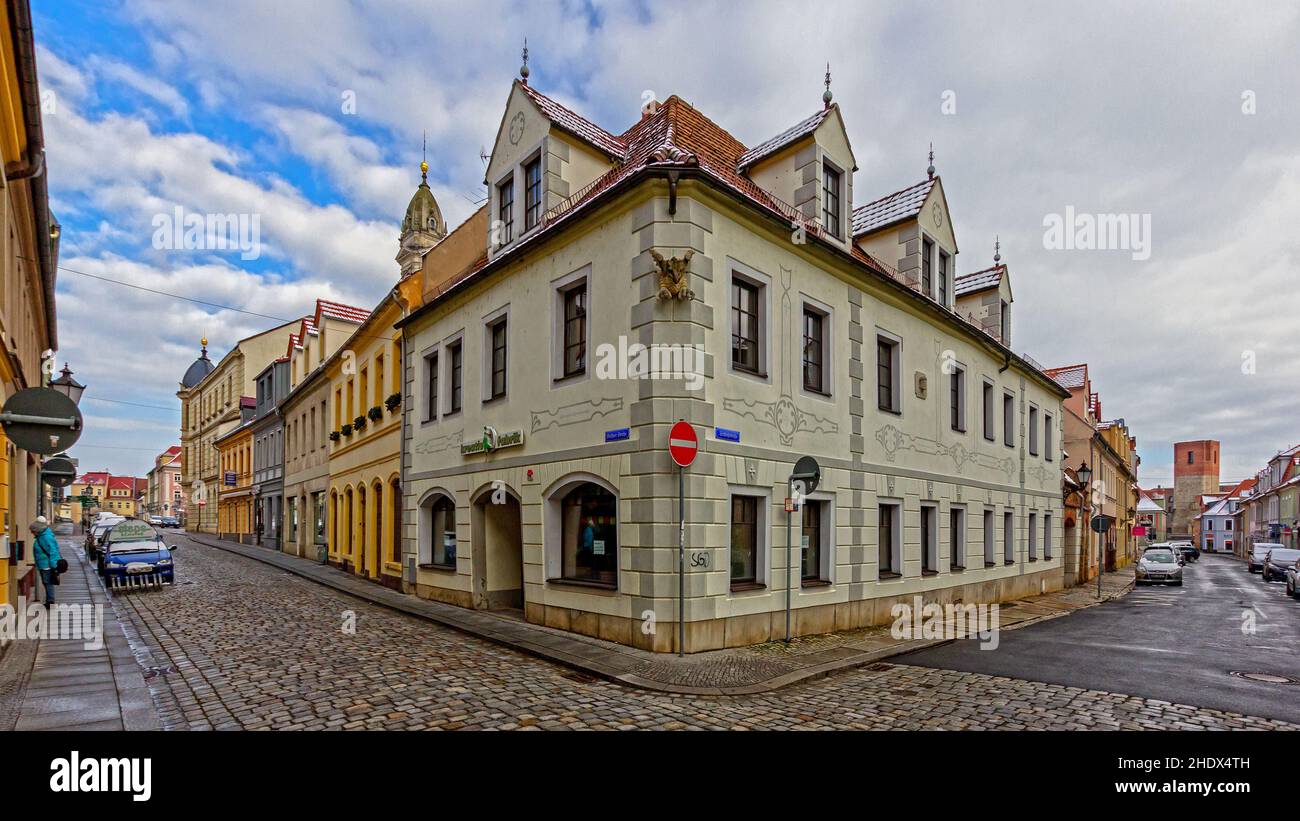 corner house, großenhain, corner houses Stock Photo - Alamy