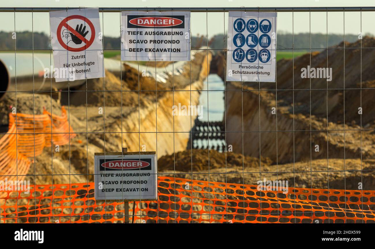 warning sign, construction site, barrier, warning signs, construction ...