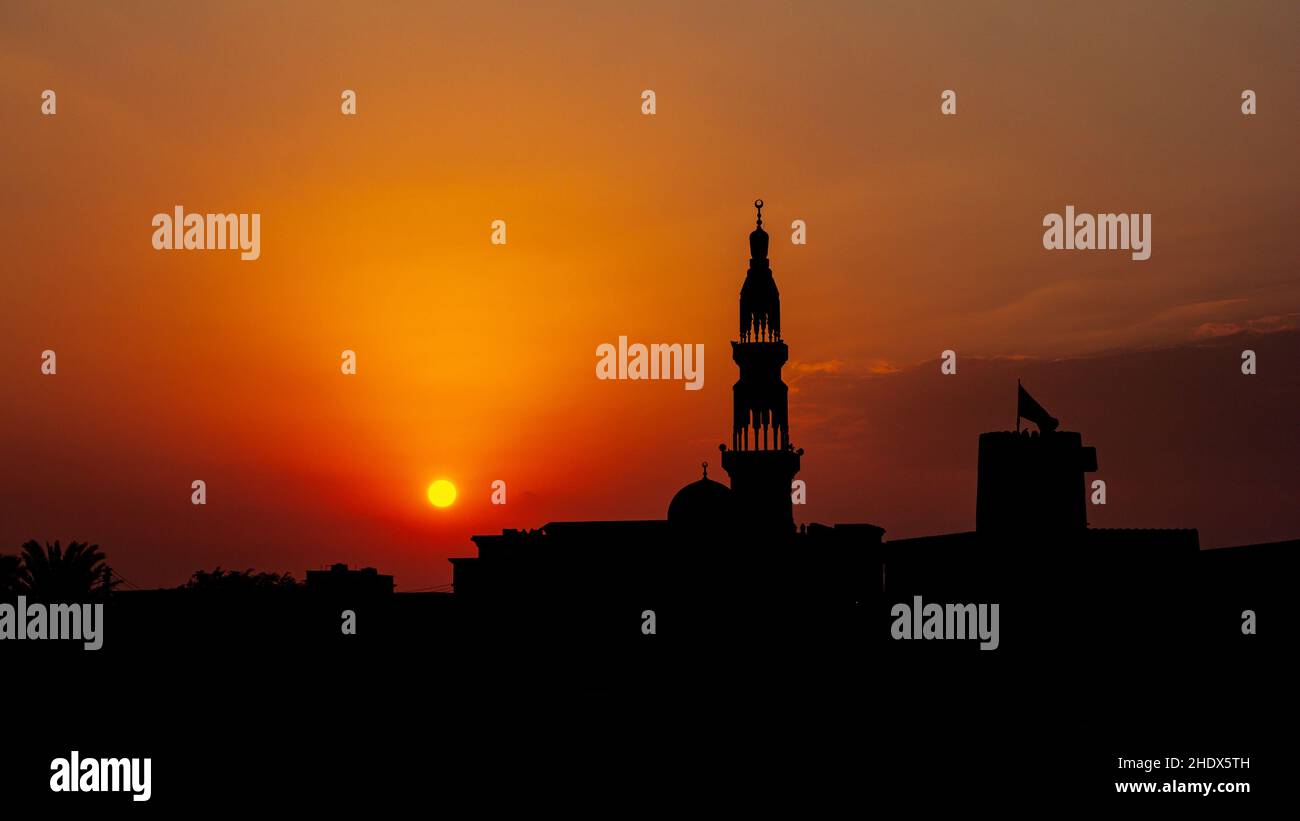 silhouette, sunset, minaret, silhouettes, sunsets, minarets Stock Photo ...