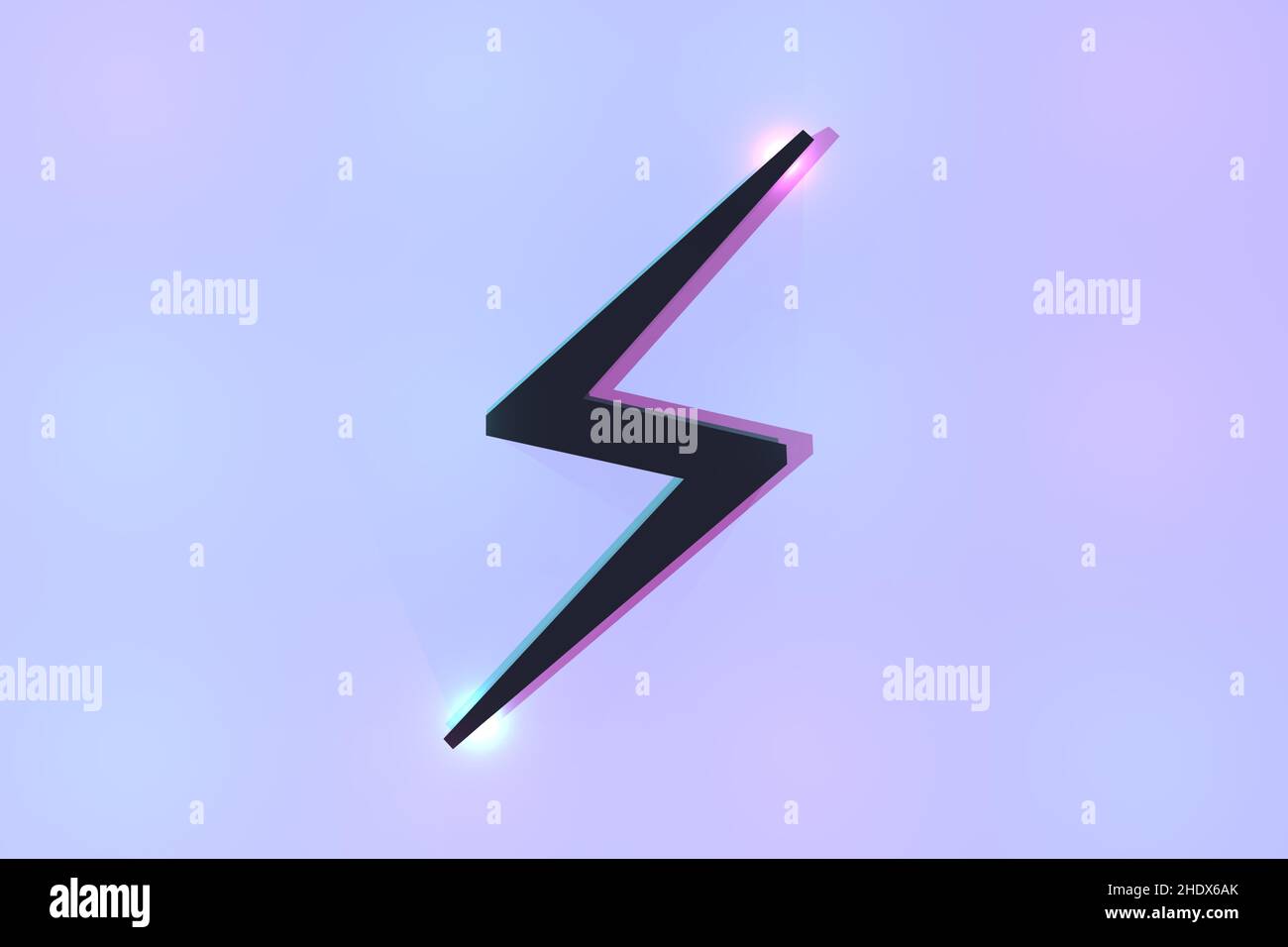 The Energy symbol. Black electric lightning sign with neon illumination ...