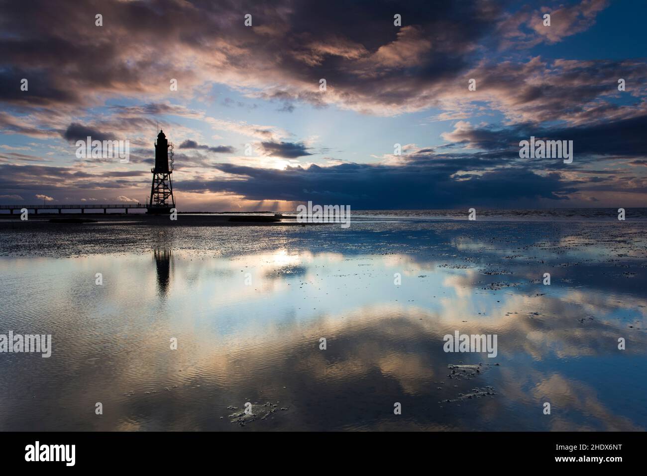 twilight, lighthouse, north sea, eversand oberfeuer, twilights ...