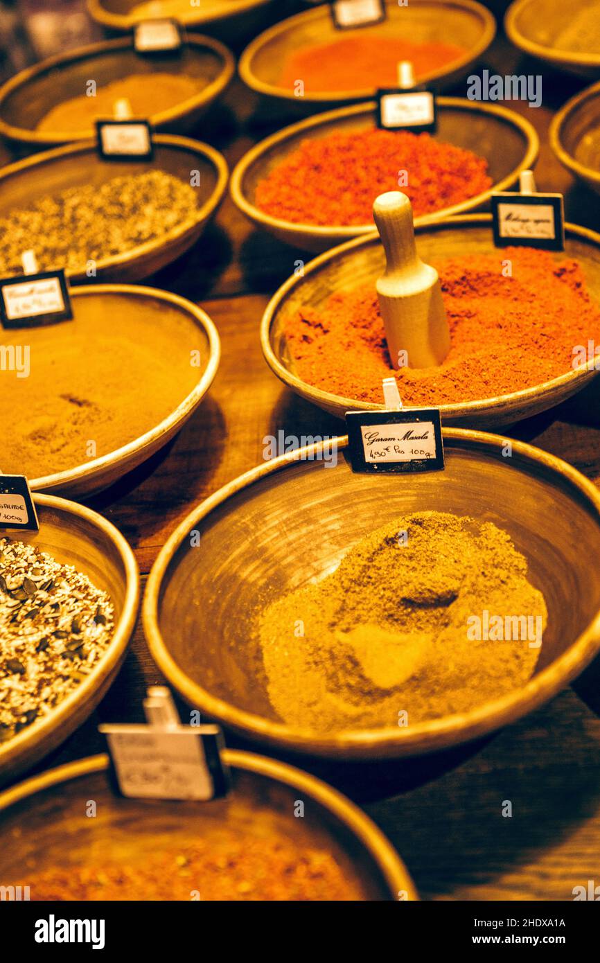 spices, spice stall, spice, spice stalls Stock Photo - Alamy