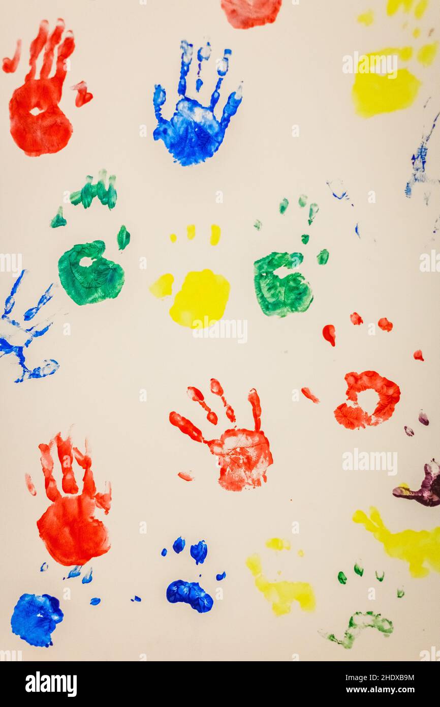 multi colored, hand print, multi coloreds, hand prints Stock Photo - Alamy