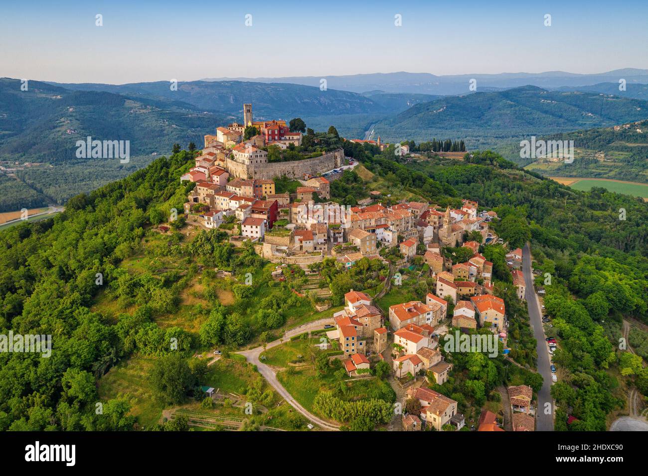 Motovun from air Stock Photo - Alamy